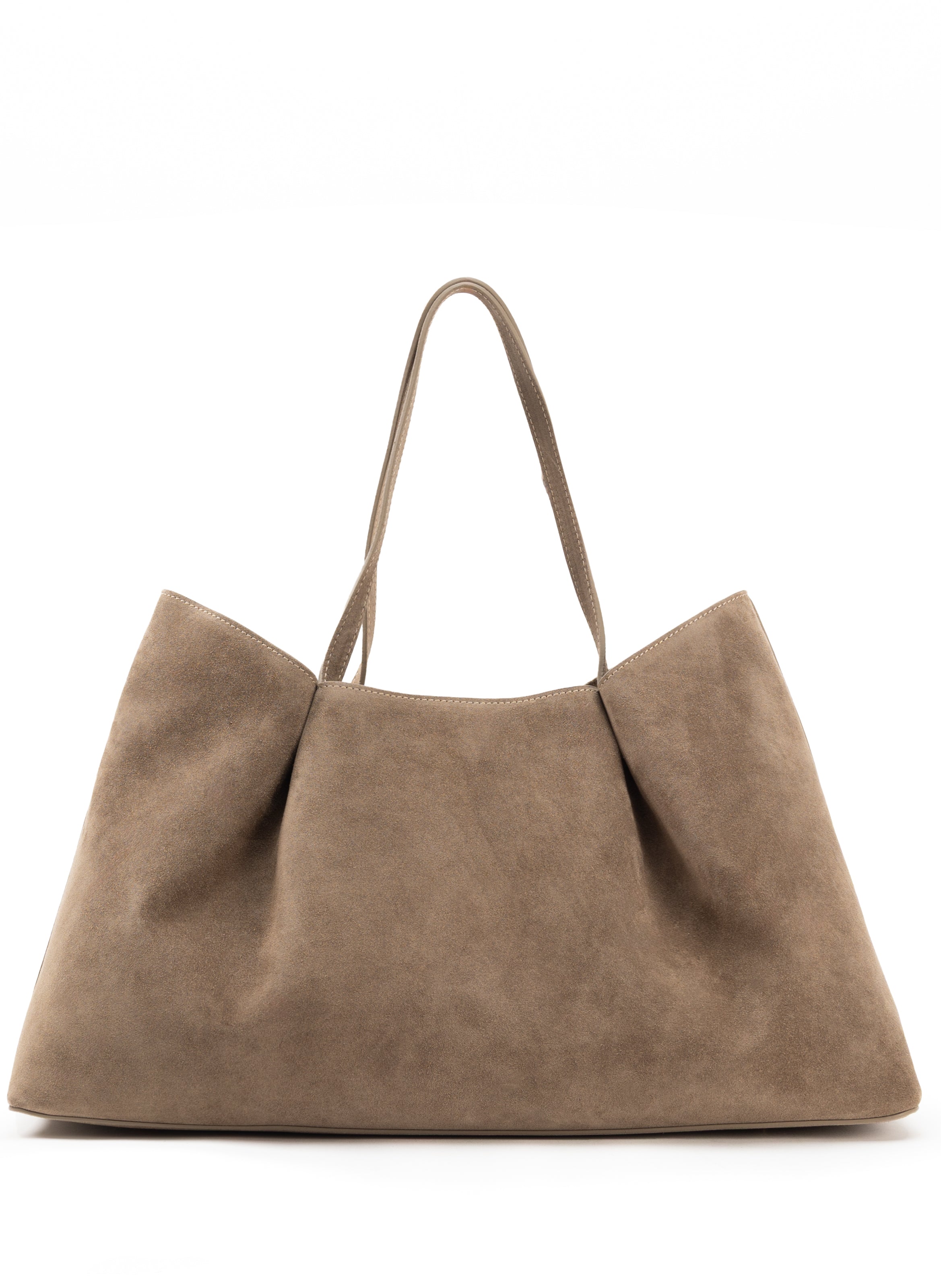 Dimple Tote Suede Taupe - Trendy Work Bags - Elleme