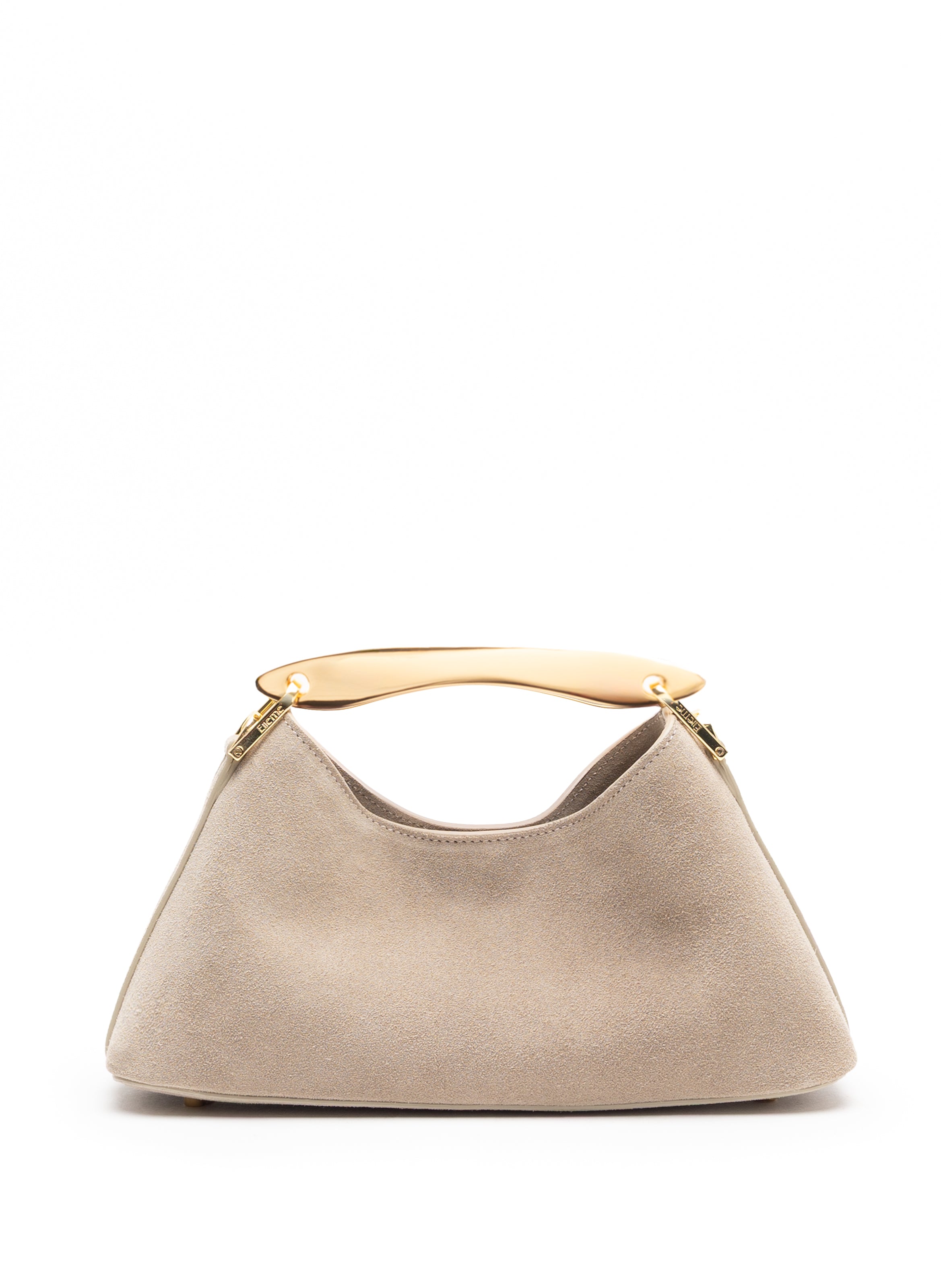 Mini Boomerang Suede Earth Gold Handle - Micro Bags for Women - Elleme