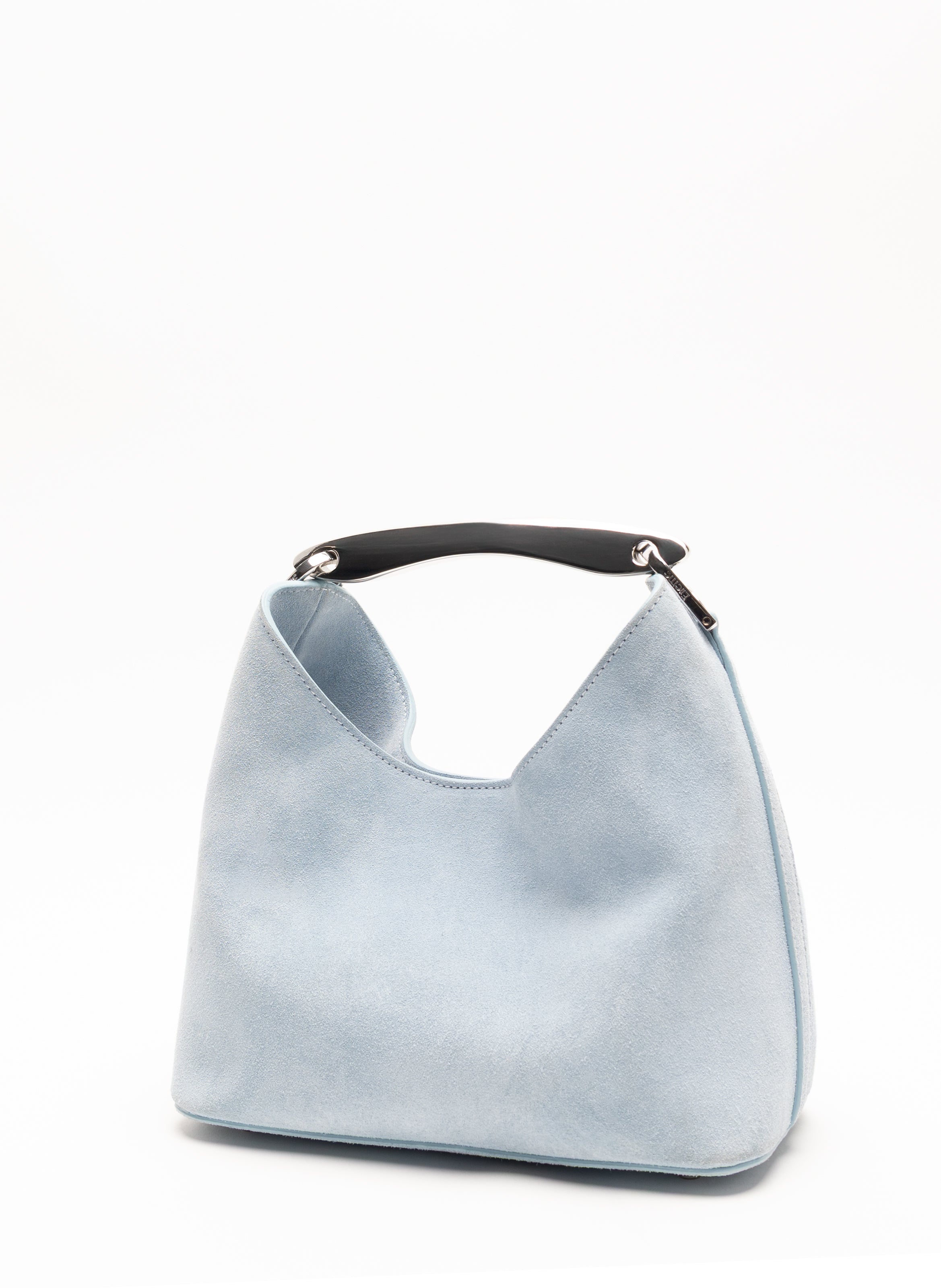 Small Boomerang Suede Light Blue Silver Handle - Handbags for Women ...