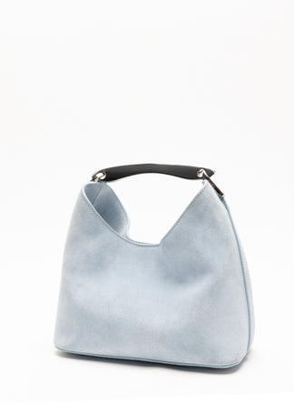 Small Boomerang Suede Light Blue Silver Handle - Handbags for Women ...