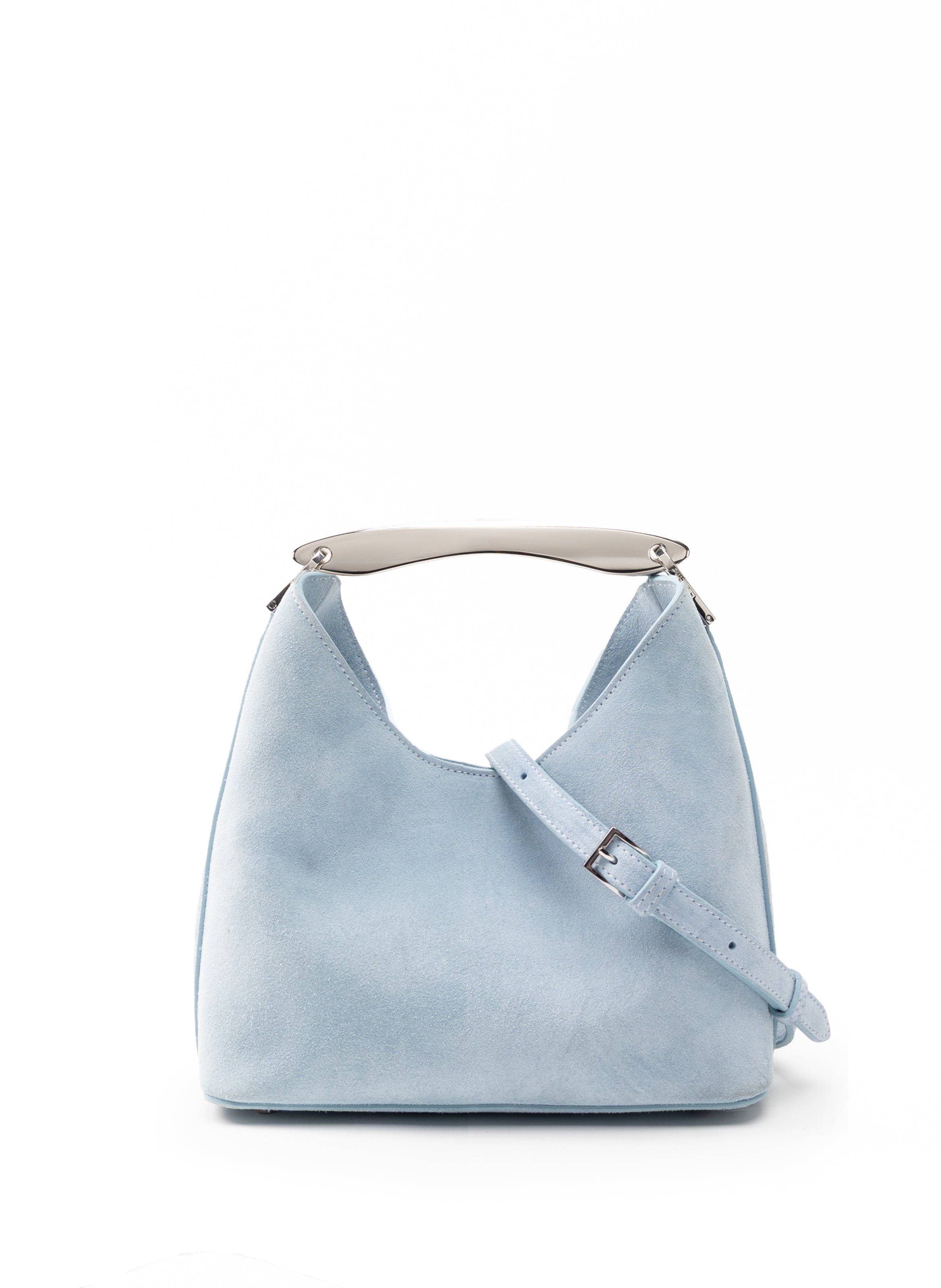 Small Boomerang Suede Light Blue Silver Handle - Handbags for Women ...