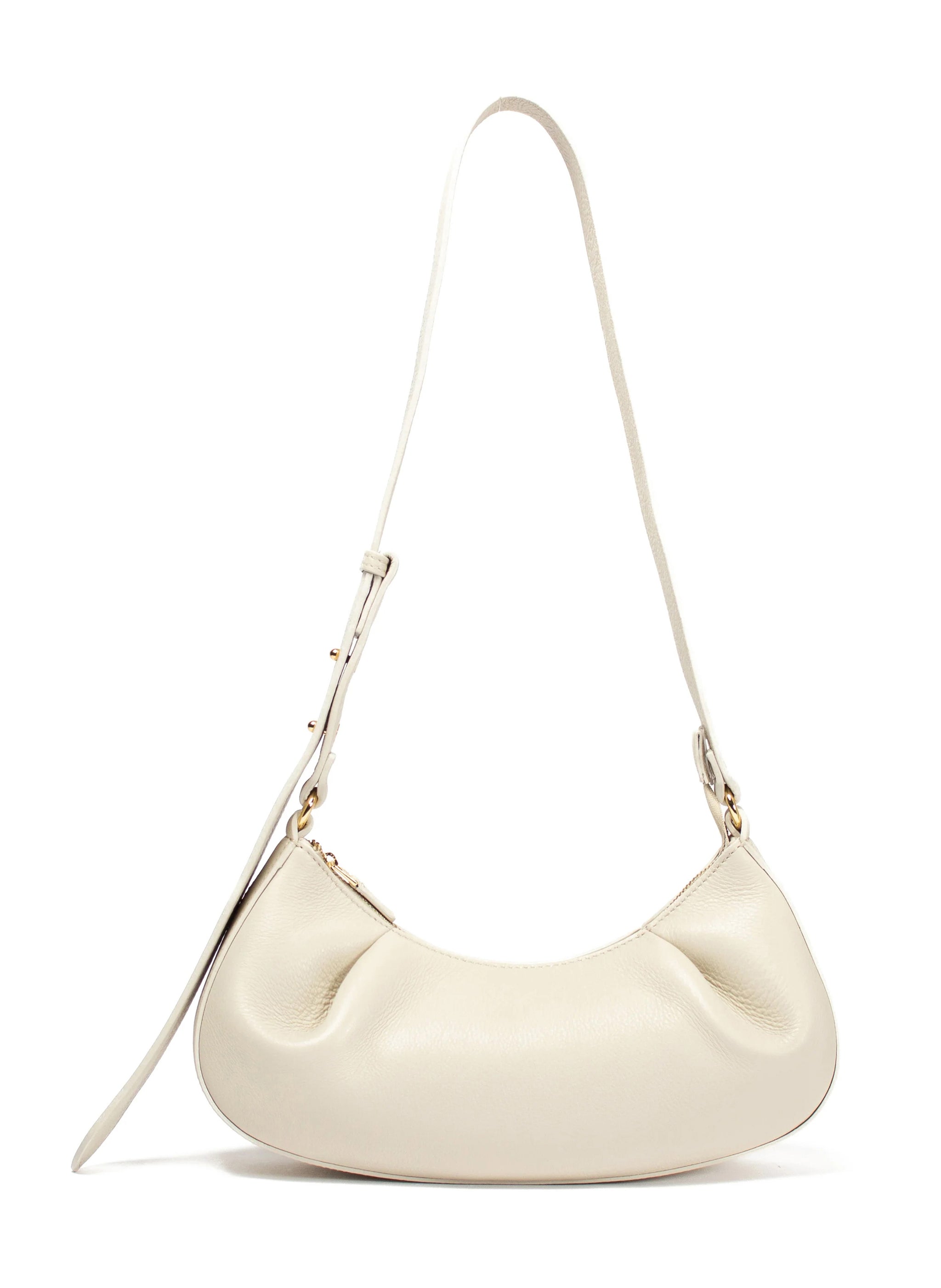 Dimple Moon Small Pebbled Leather Sesame – Elleme